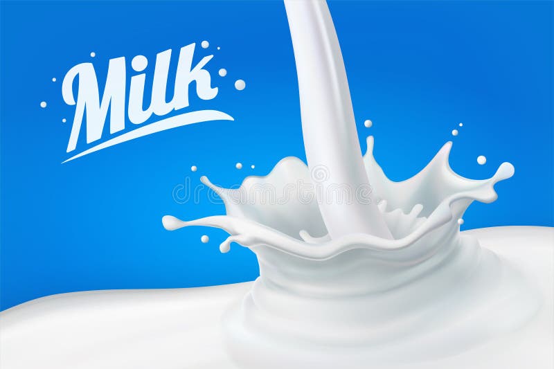 Milk Splash 3D.Abstract Realistic Milk Drop with Splashes Isolated on ...