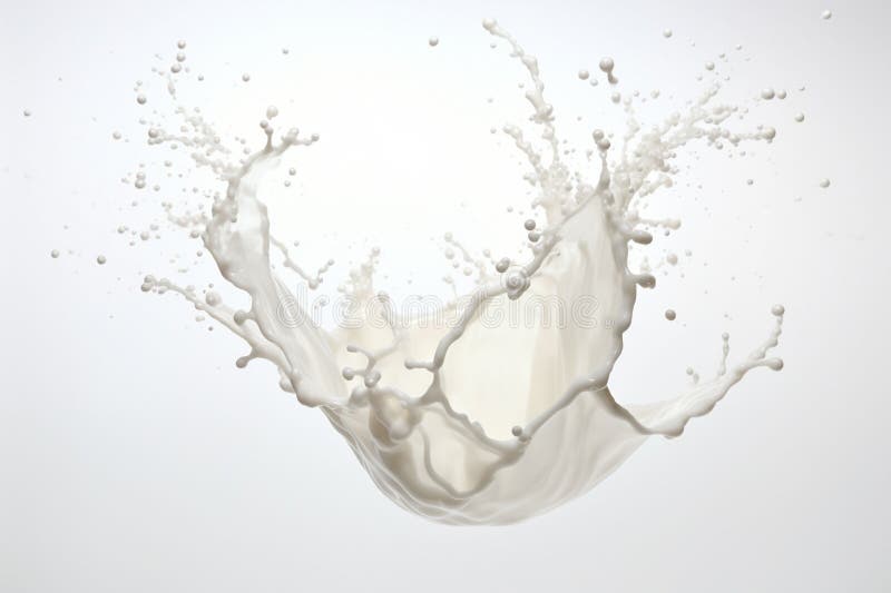 Milk Splash Effect on Plain White Background, Generated AI Stock ...