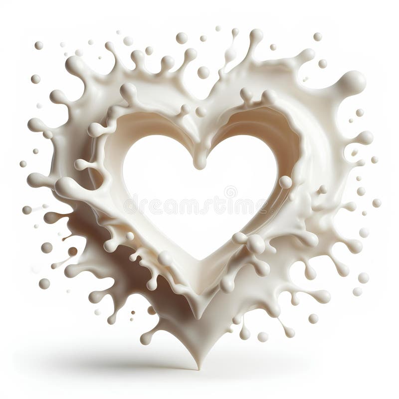 Milk Splash Heart Shape with Empty Center Isolated on White Background ...