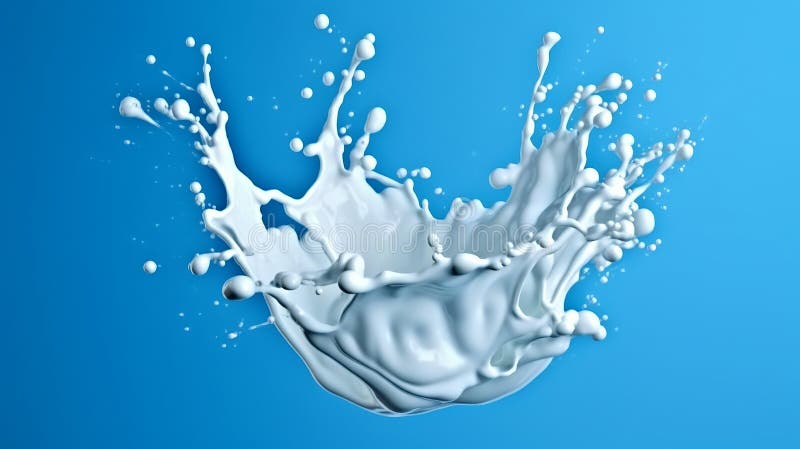 Milk Splash Isolated Blue Background. Generative Ai Stock Illustration ...