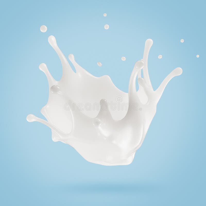 Milk Splash on the Light Blue Background. 3d Render Stock Illustration ...