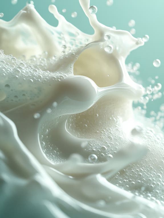 Milk Splash in Motion with Bubbles and Droplets. Stock Image - Image of ...
