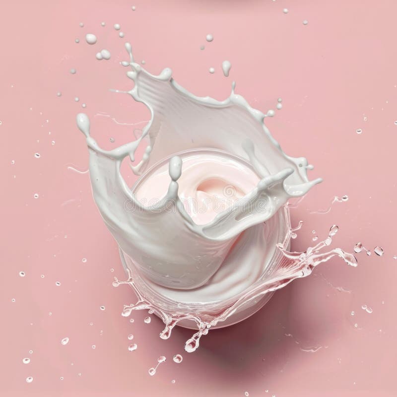 Milk Splash on Pink Surface, Ideal for Food and Beverage Concepts Stock ...