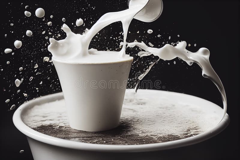 Milk Splash Pouring into a White Cup Food Photography, Generative AI ...