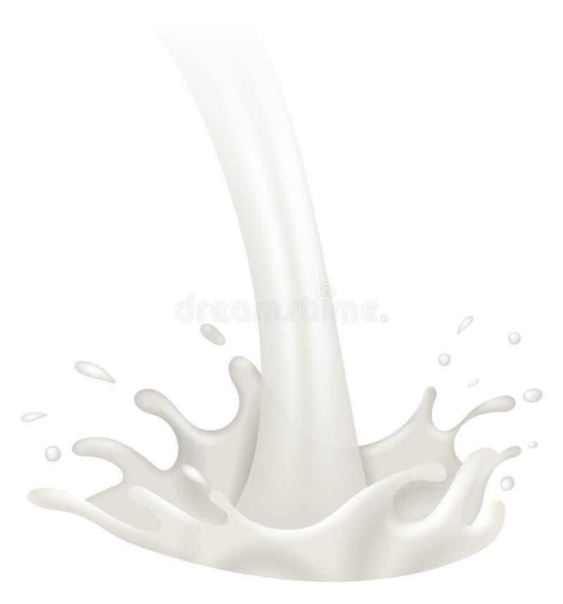 Milk Flow and Splash on Blue Background Stock Illustration ...