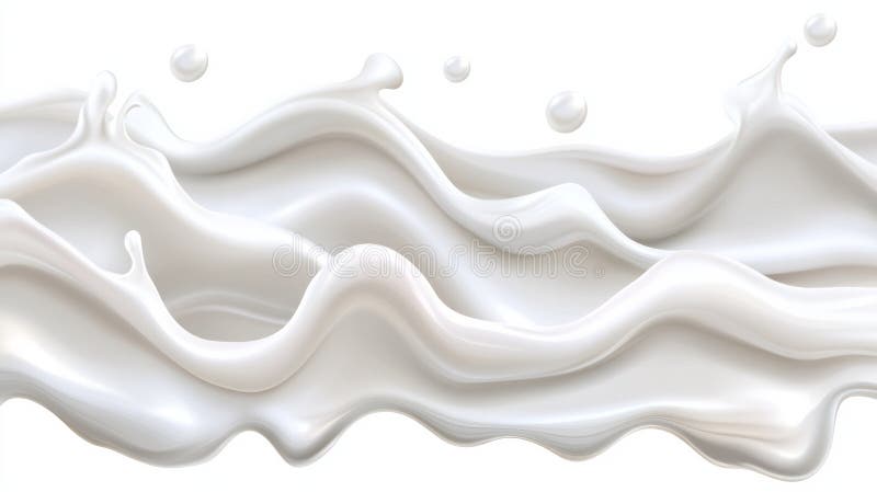 Milk Splash Seamless Pattern. 3d Realistic Yogurt Wave Border on White ...