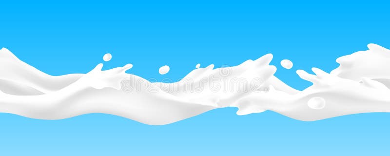 Milk Splash Seamless Pattern. Realistic Yoghurt Horizontal Stream ...