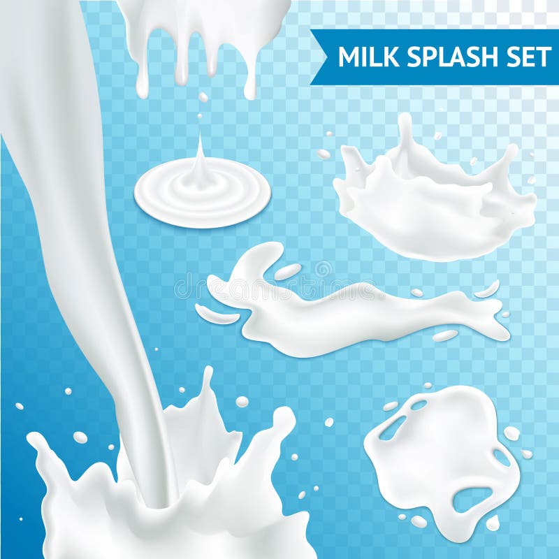 Milk Splash Realistic Set stock vector. Illustration of milk - 165196392