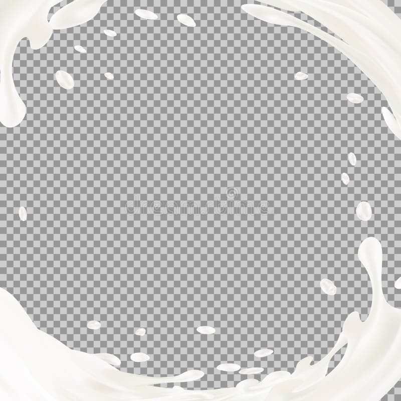 Milk Splash with Shadow Over Transparent Background. Vector 3d ...