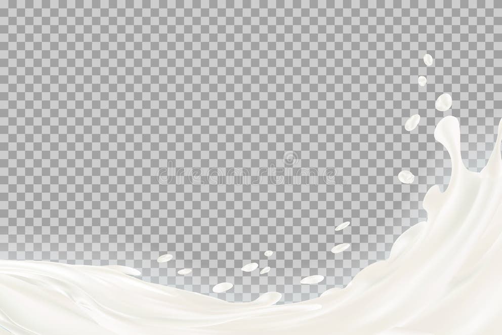 Milk Splash with Shadow Over Transparent Background. Vector 3d ...