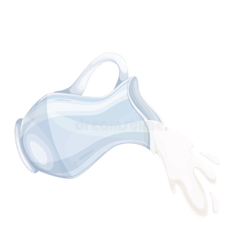 Milk Splash Tream Flow from Glass Jug Stock Illustration - Illustration ...
