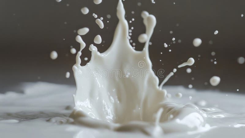 Milk Splash: White Liquid Crown on Gray Background Stock Illustration ...