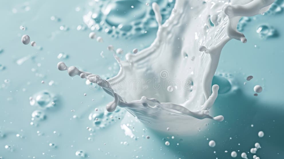 Milk Splashed on Blue Surface Stock Photo - Image of generated, food ...