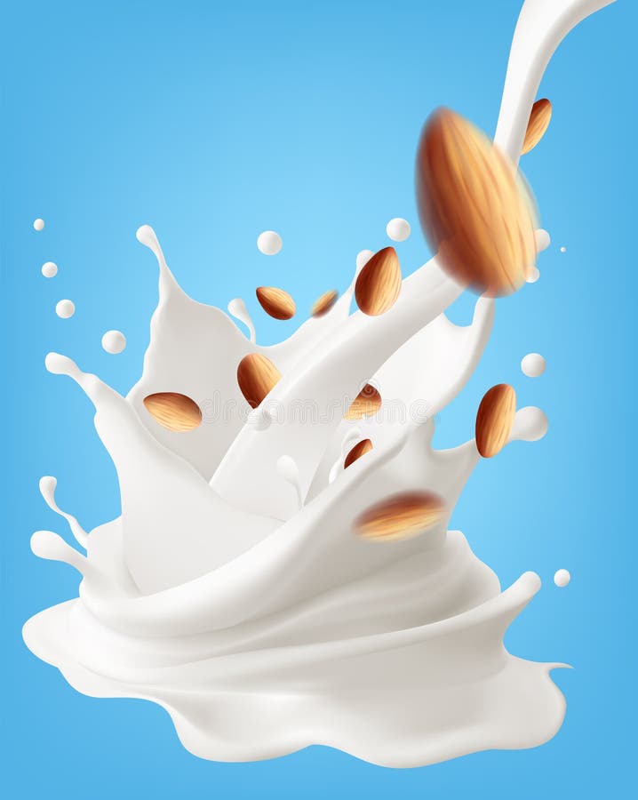 Milk Splashing Effect with Almond in 3d Illustration for Mesh Gradient ...
