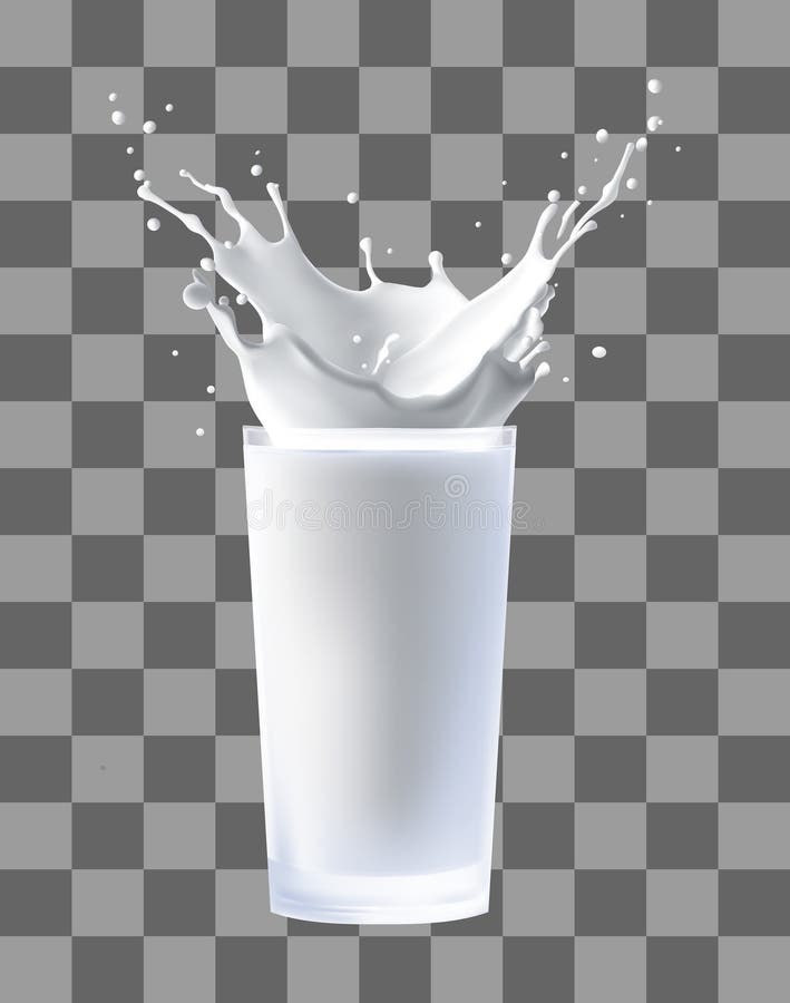 Milk Splashing Out of a Glass. Realistic Vector Illustration Stock ...