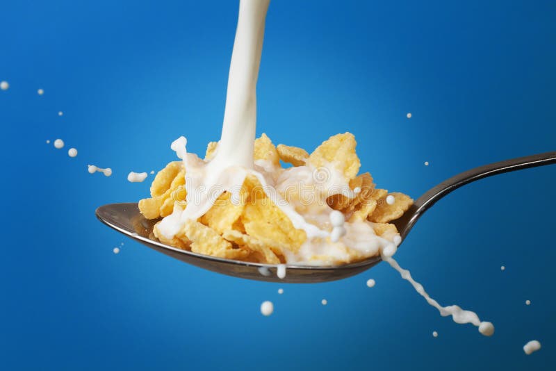 Milk Splashing into a Bowl of Fresh Muesli Stock Image - Image of bran ...