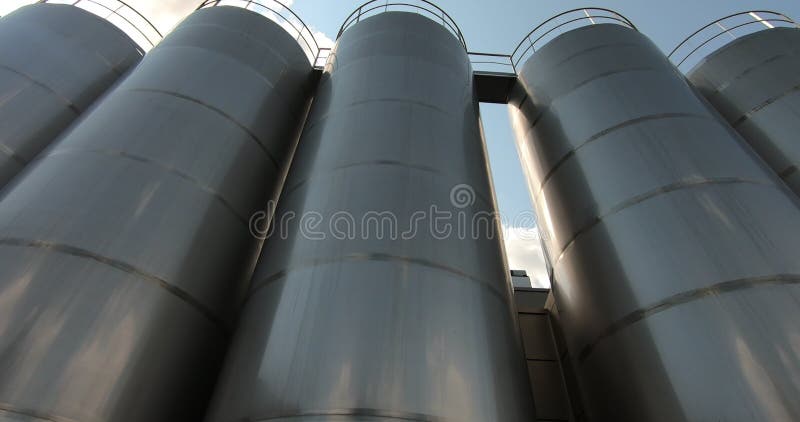 A Milk Storage Tank at a Dairy Plant. Milk Tanks in the Unloading Area ...