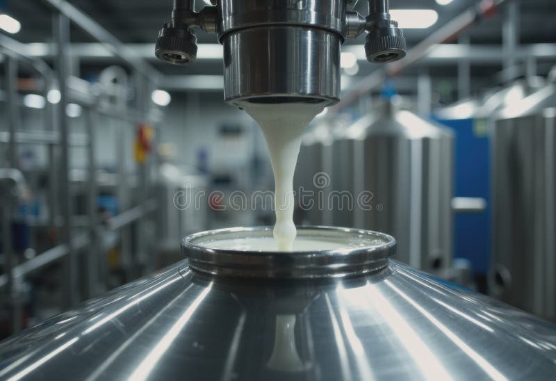 Milk Tanker Filling at a Dairy Processing Plant, Showcasing Efficient ...