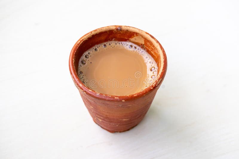 Milk Tea or Dudh Cha in a Traditional Natural Clay Cup Stock Image ...