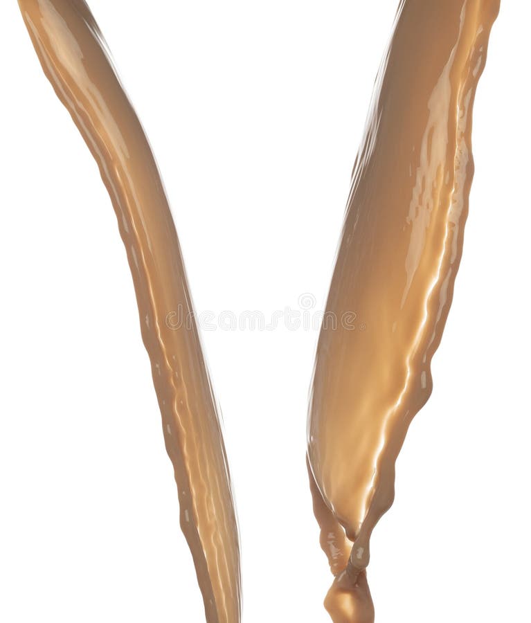 Milk Tea Fall Ice Cube Cool Pouring Down in Shape Form Line. Milk Ice ...