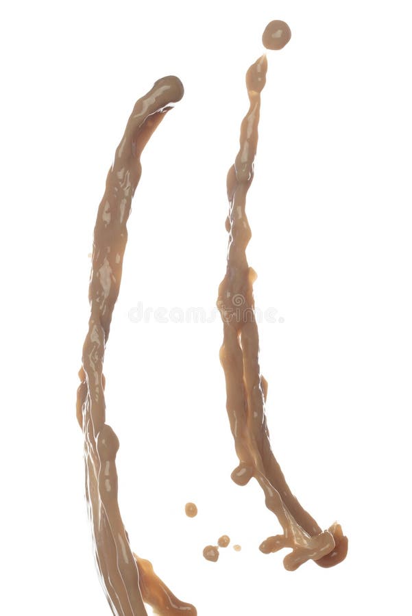 Milk Tea Fall Pouring Down in Shape Form Line. Milk Ice Coffee Splash ...