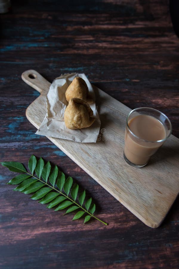 Milk Tea and Indian Snacks Samosa Stock Image - Image of chilli, dish ...