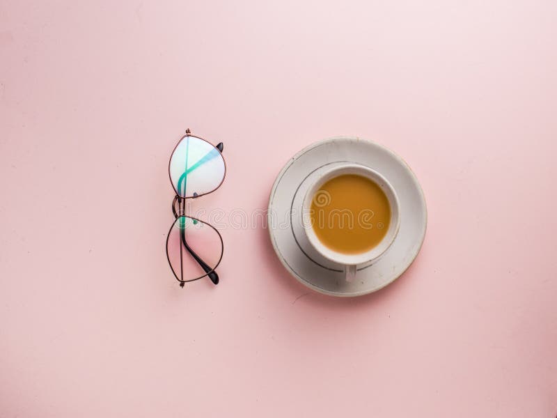 Milk Tea and Light Pink Colour Background Stock Image. Stock Photo ...