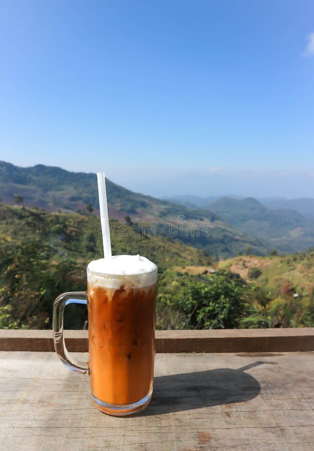 Milk tea or Thai tea stock image. Image of nature, mountain - 111089191