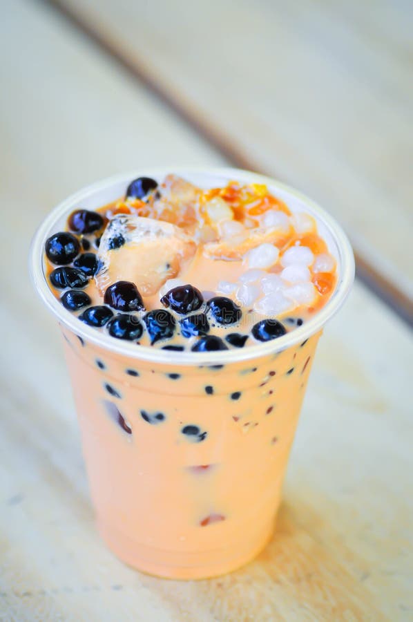 Milk Tea or Thai Tea or Bubble Tea Stock Photo - Image of thai, food ...