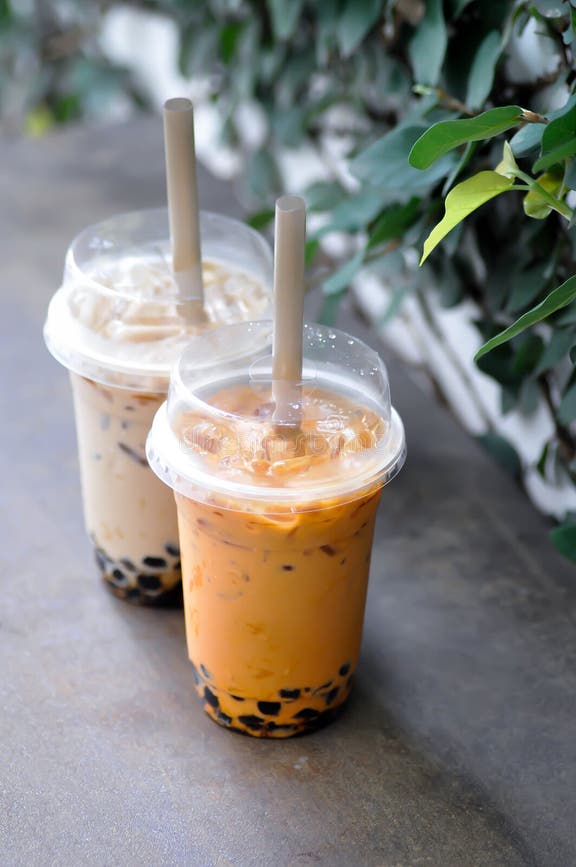 Milk Tea or Thai Tea or Bubble Tea and Iced Coffee Stock Image - Image ...