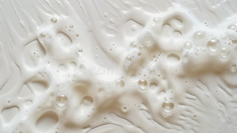 Milk Texture with Bubbles. a Close Up of Bubbles in a White Liquid ...