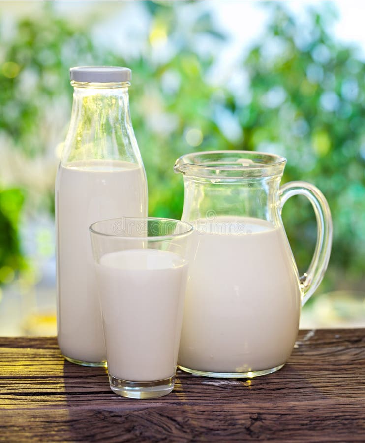 Milk in various dishes. stock image. Image of ingredient - 36030731