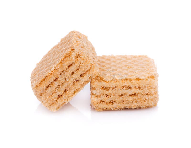 Wafers Cubes with Chocolate. on White Plate Stock Image - Image of ...