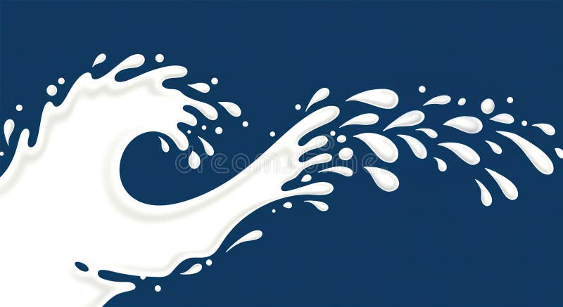 Milk Wave on Blue Background. Vector Illustration Stock Illustration ...