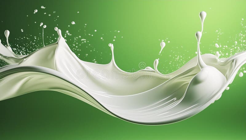 Milk Wave Splash with Green Background Contrast Stock Illustration ...