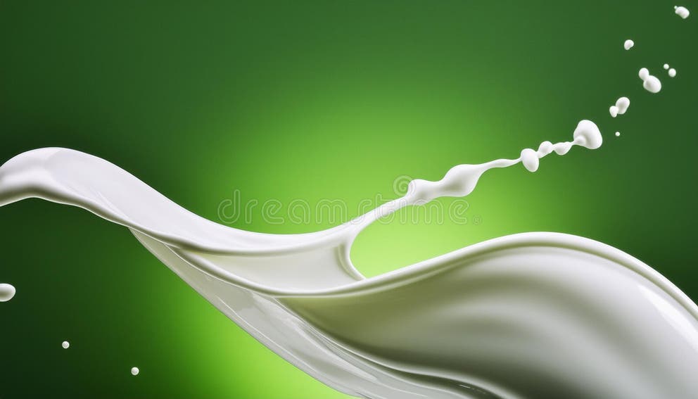 Milk Wave Splash with Green Background Contrast Stock Illustration ...
