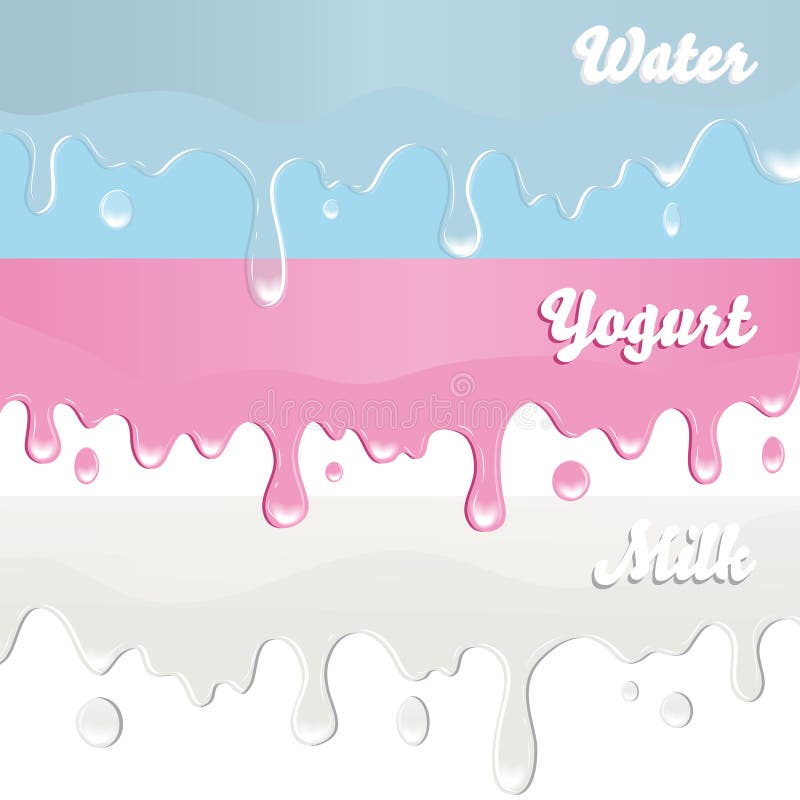 Milk, Yogurt, Water Drips on White Background Stock Vector ...