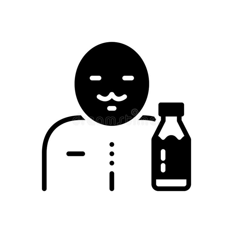 Black Solid Icon for Milkman, Milk and Bottle Stock Vector ...