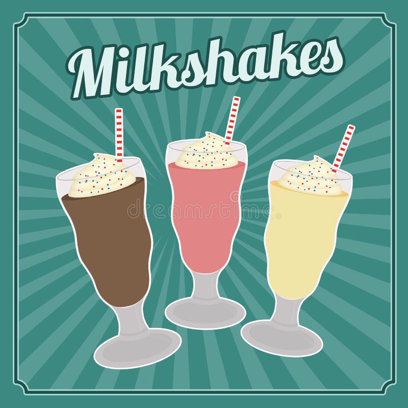 Vintage MilkShake Poster. stock vector. Illustration of label - 33212546