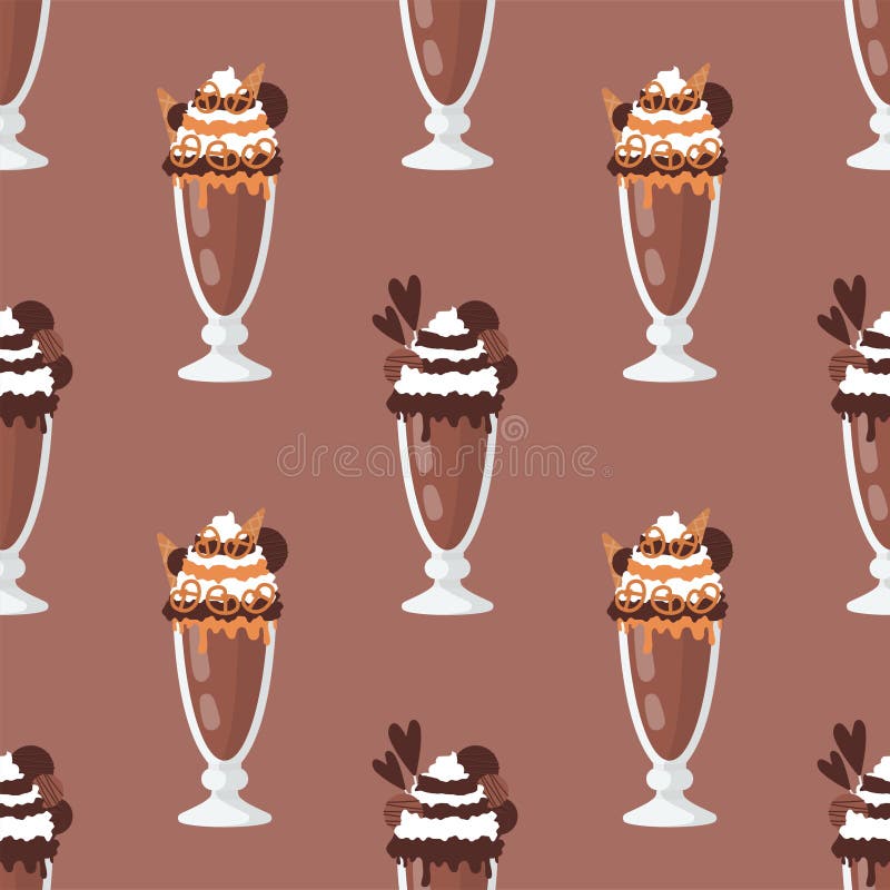 Chocolate Milkshake. Seamless Vector Patterns Stock Vector ...