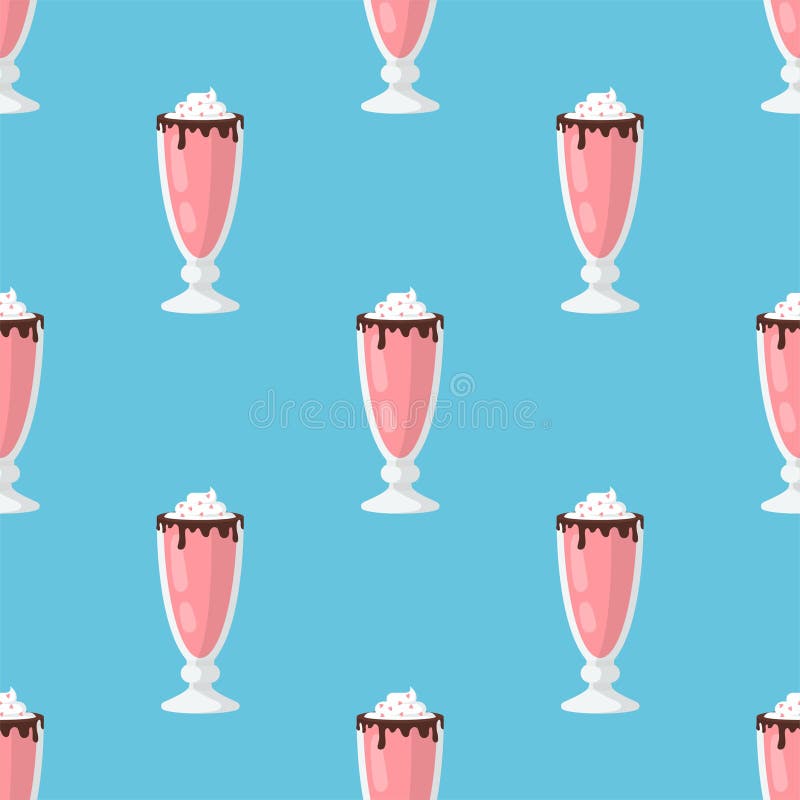 Strawberry Milkshake. Seamless Vector Patterns Stock Vector ...