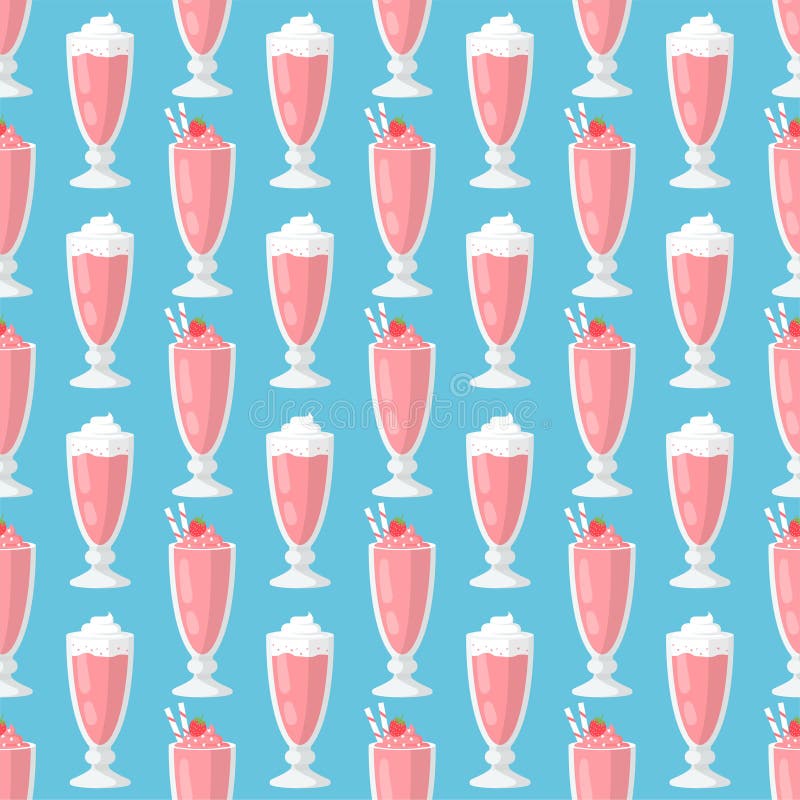 Strawberry Milkshake. Seamless Vector Patterns Stock Vector ...