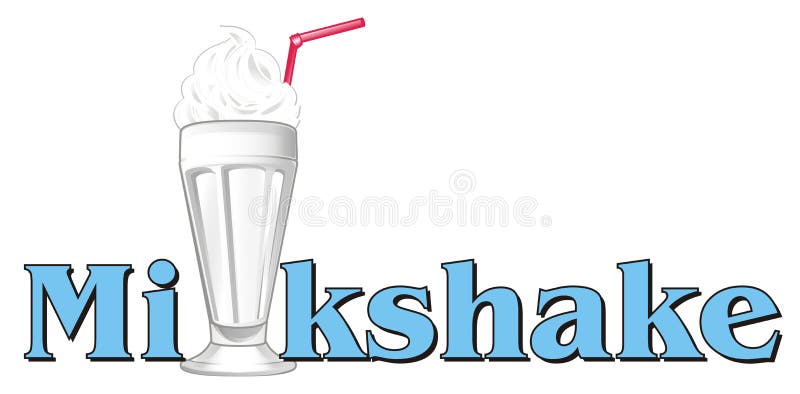 Milkshake and blue letters stock illustration. Illustration of cafe ...