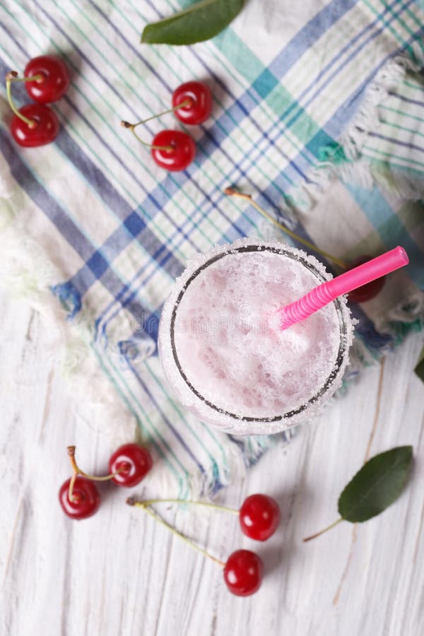 Milkshake Cherry Glass Vertical Top View Stock Photos - Free & Royalty ...