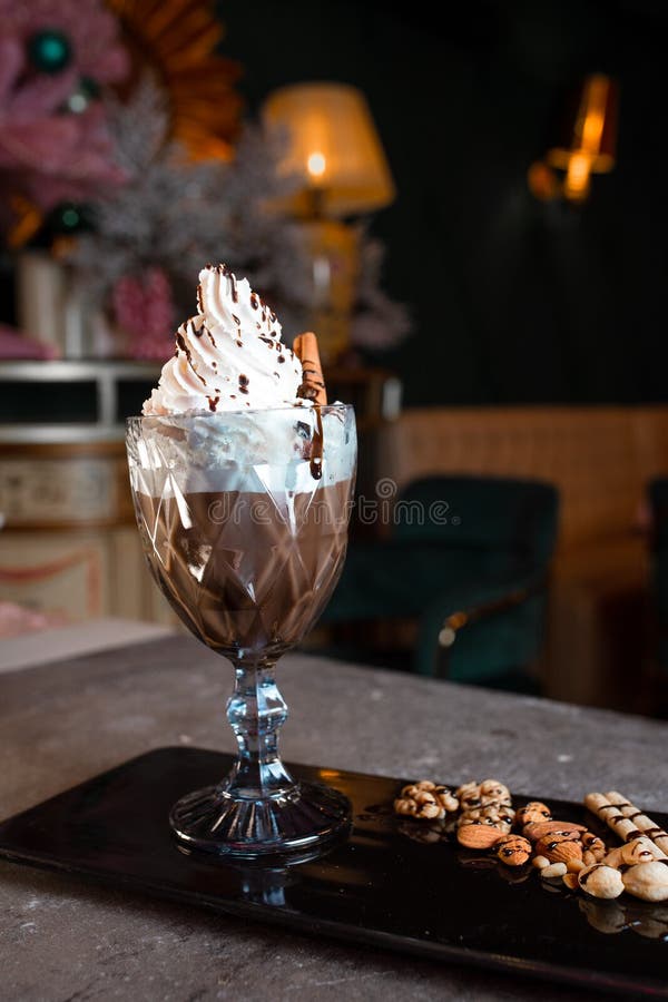 Milkshake with Cinnamon in a Glass in a Cafe Stock Image - Image of ...