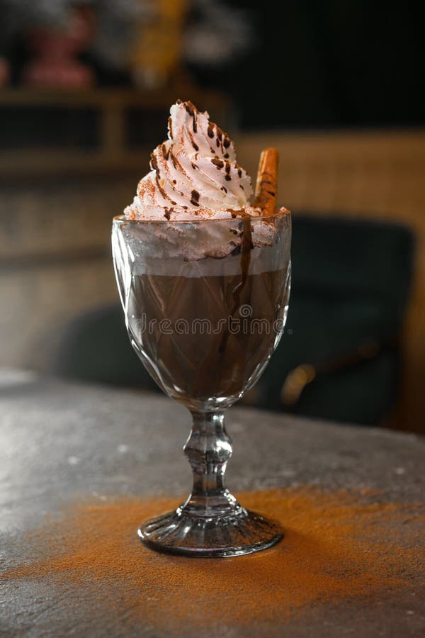 Milkshake with Cinnamon in a Glass in a Cafe Stock Photo - Image of ...