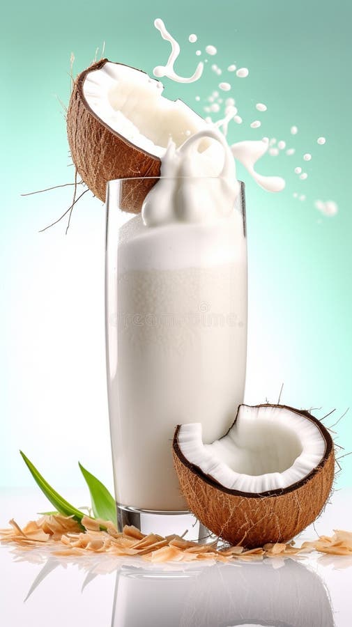 Coconut Milkshake with Coconut on a Light Background Stock Illustration ...