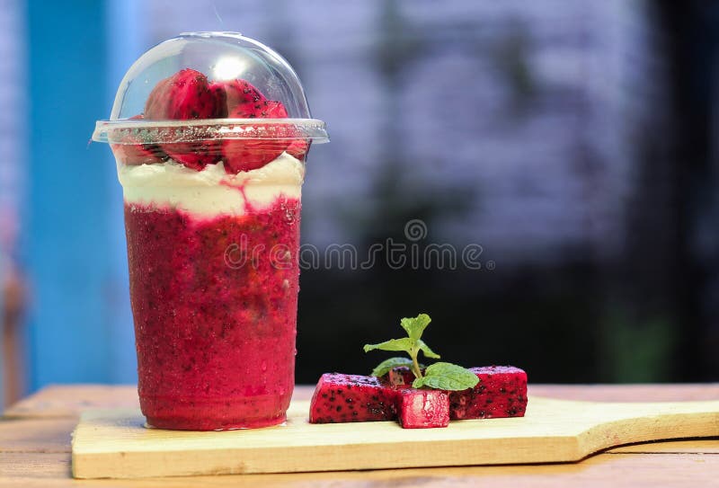 Milkshake with Dragon Fruit Pieces, Version 14 Stock Photo - Image of ...