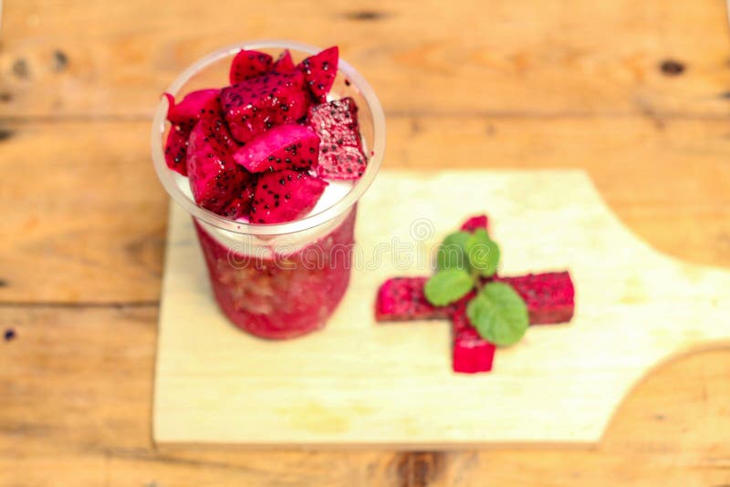 Milkshake with Dragon Fruit Pieces, Version 3 Stock Image - Image of ...