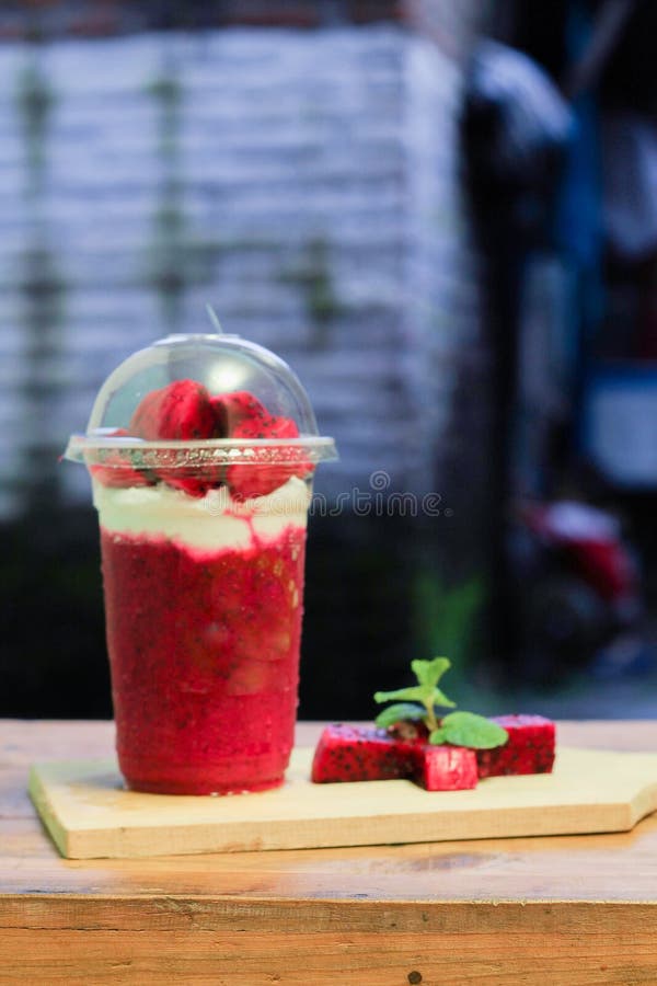 Milkshake with Dragon Fruit Pieces, Version 8 Stock Image - Image of ...